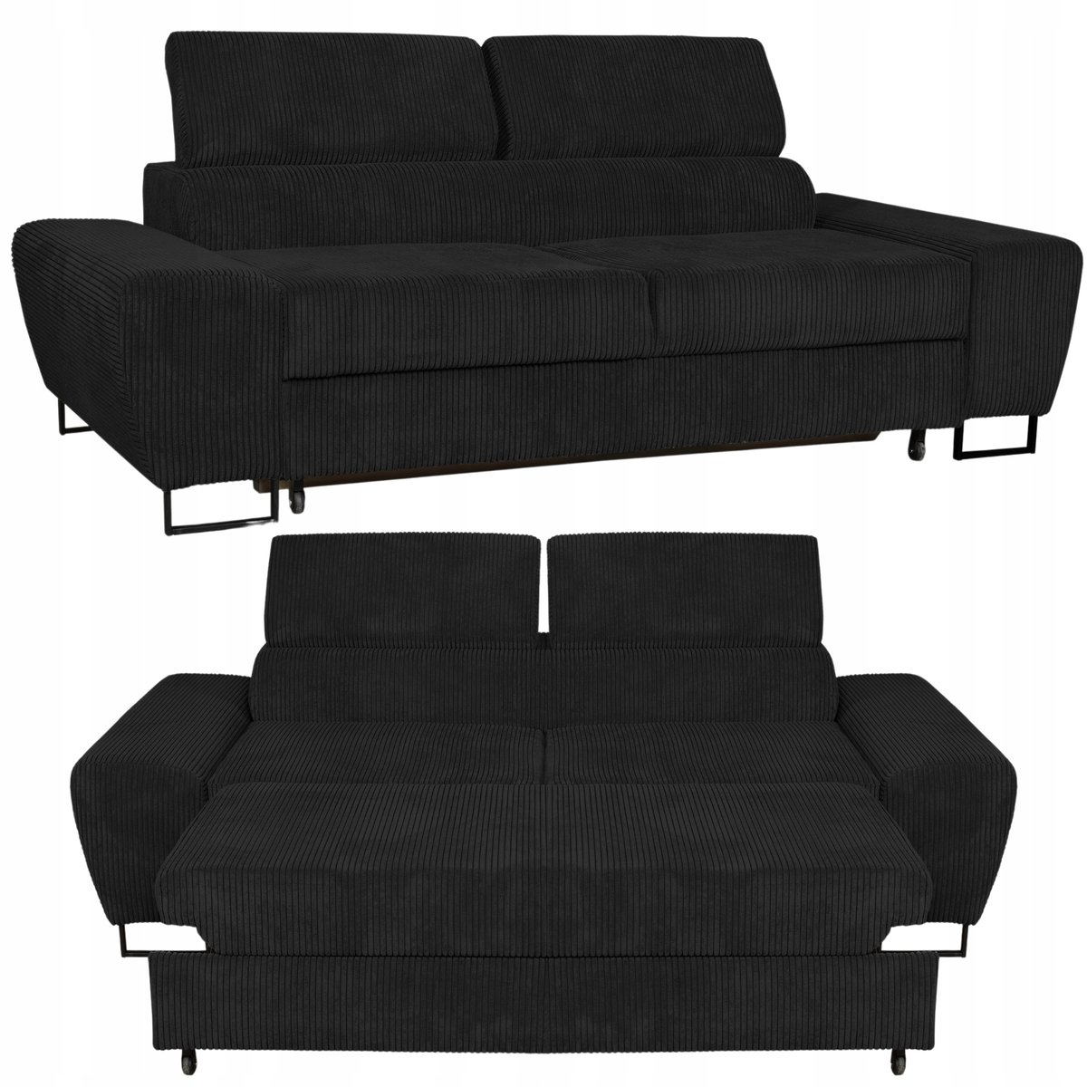Sofa Kanapa Savio Salon Family Meble Czarny Sztruks Reg Zagłówek - Family meble | Sklep EMPIK.COM