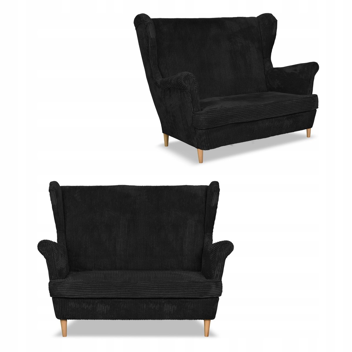 Sofa kanapa uszak Bonito skandynawska sztruks paski Family Meble czarna - Family meble | Sklep ...