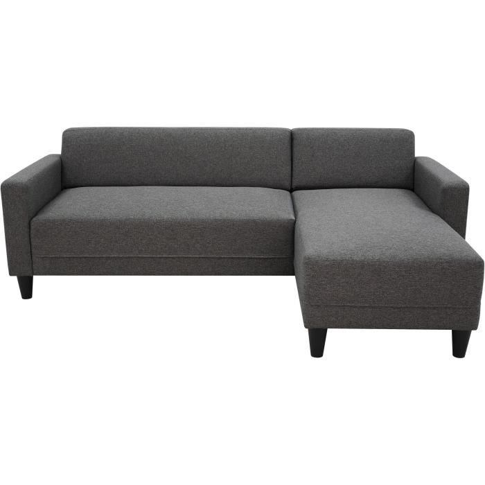 Sofa narożna stała 4-osobowa BOB - Tkanina w kolorze antracytowym ...
