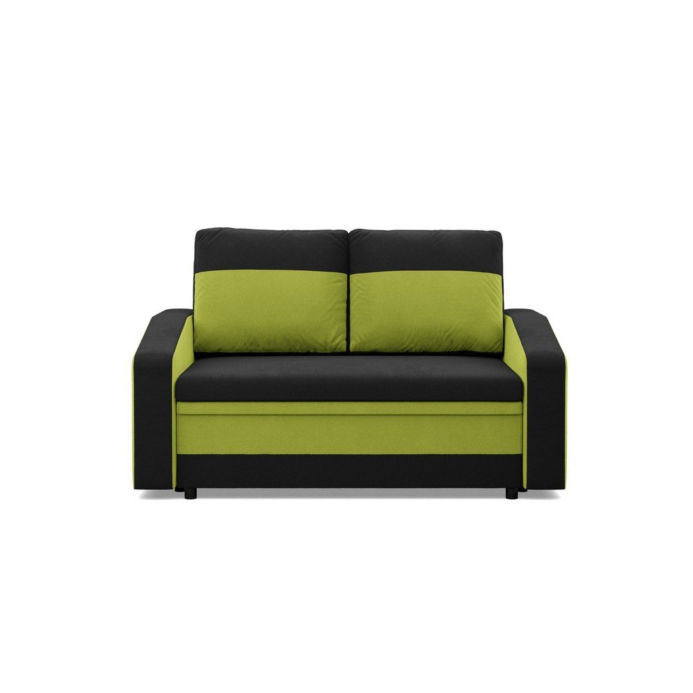 Sofa rozkładana, mikrofaza, AURELO, 148x87x90 cm, czarny, zielony ...