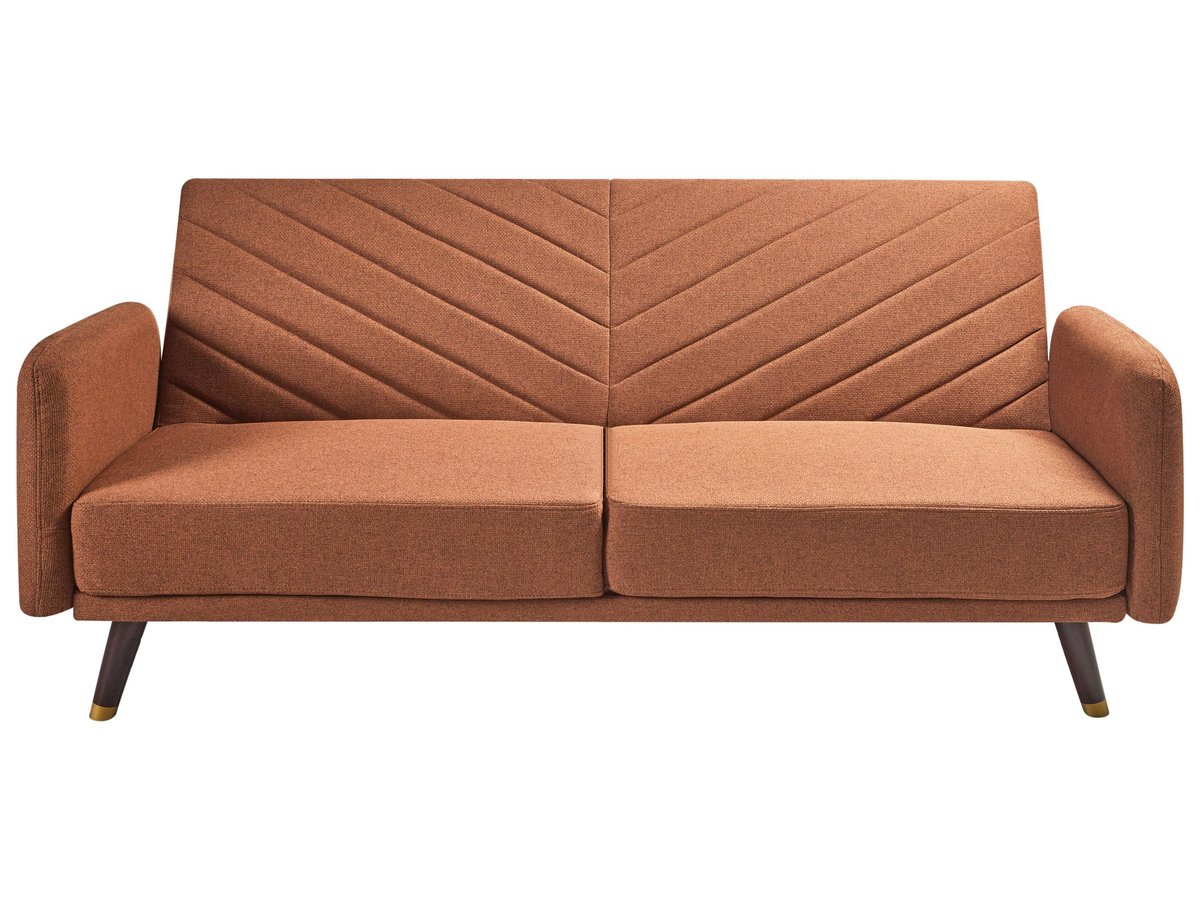 Sofa rozkładana SENJA Pomarańczowy Len syntetyczny - Beliani | Sklep EMPIK.COM