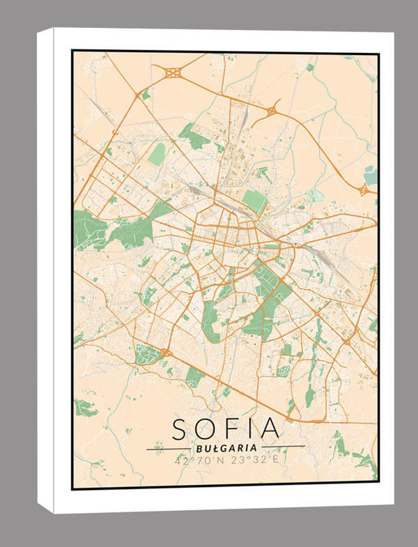 Sofia, Bułgaria mapa kolorowa - obraz na płótnie 50x70 cm - Inny producent | Sklep EMPIK.COM