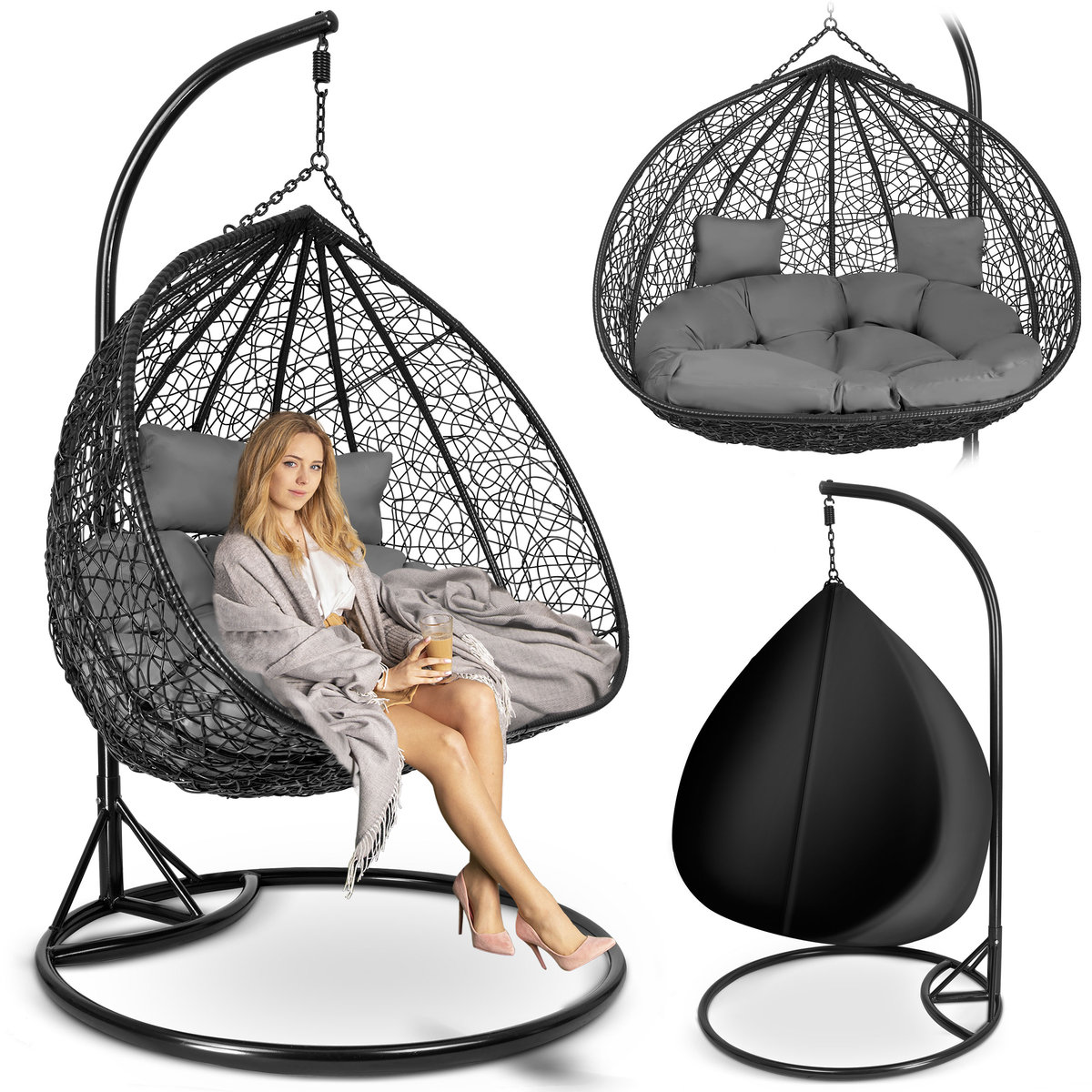 Sofotel, fotel wiszący Hawana Duo bujany ogrodowy kosz kokon 2 osobowy ...