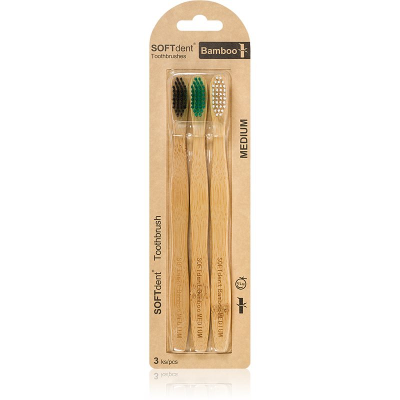 SOFTdent Bamboo Medium - 3 pack bambusowa szczoteczka do zębów 3 szt ...