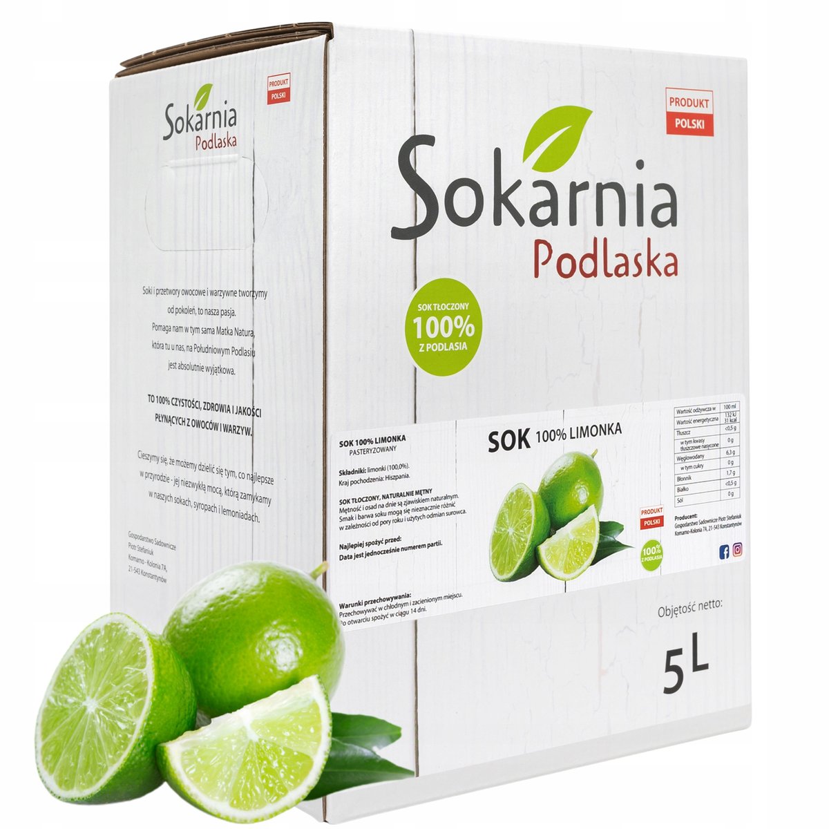 SOK LIMONKOWY 5L 100% Limonka Super Smak Orzeźwiający Do Lemoniady ...