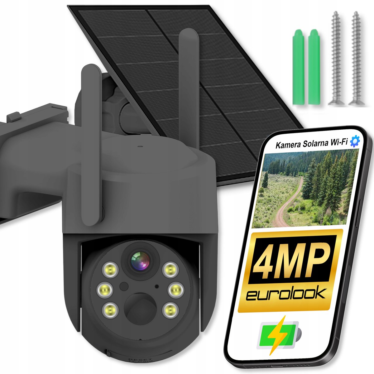 Solarna Kamera Wifi 4Mpx Smart Zewnętrzna Obrotowa Ip Bezprzewodowa ...