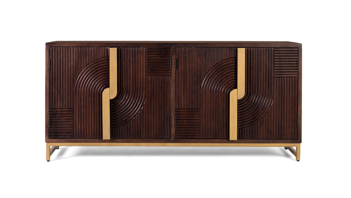 Solid wood sideboard with four doors and gold details - giner and ...