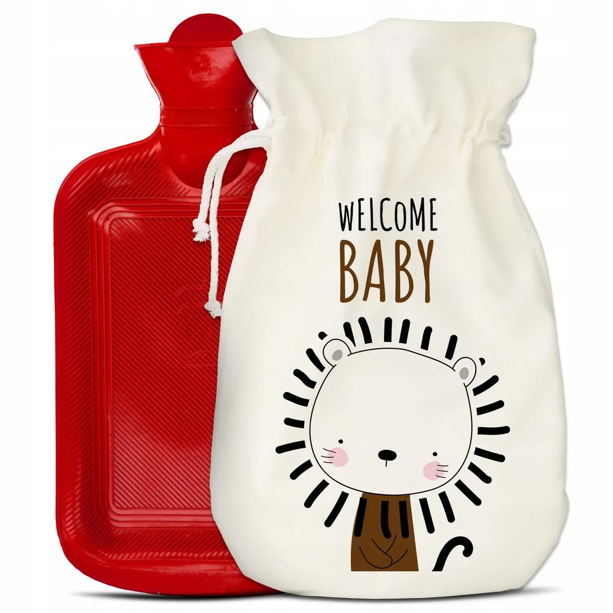 SOLIDNY DUŻY TERMOFOR Ogrzewacz CZERWONY DLA DZIECI Welcome Baby Wzory ...