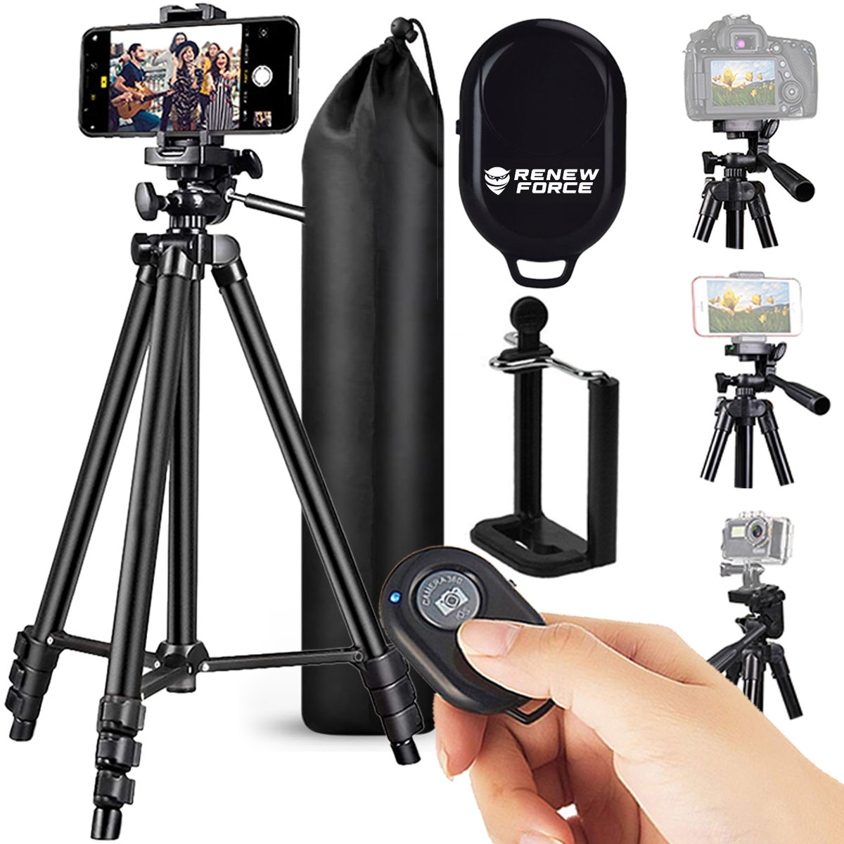Solidny Statyw 4w1 Tripod Pilot Bluetooth Uchywt na Telefon Aparat ...