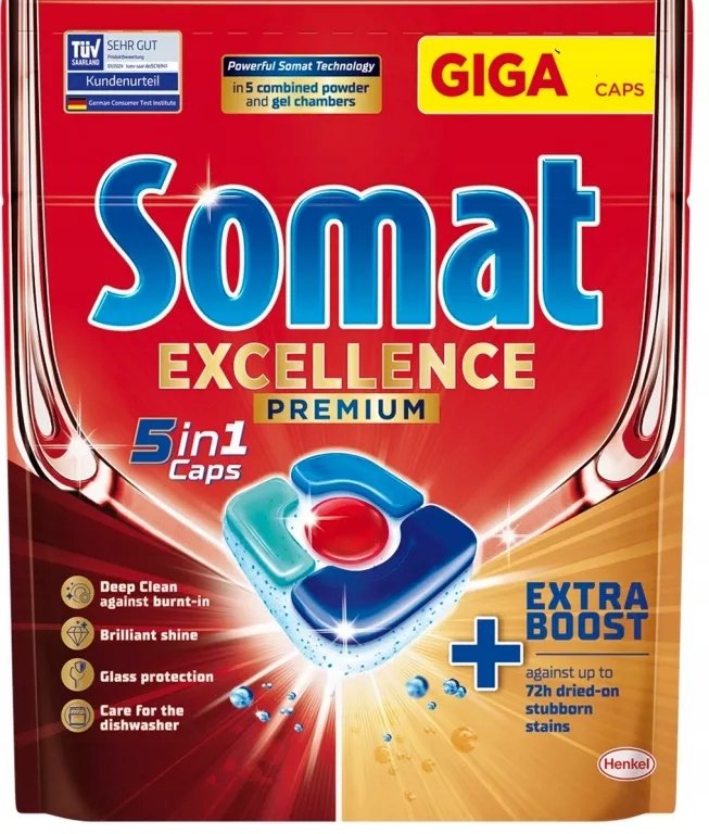SOMAT EXCELLENCE Premium 5in1 Kapsułki do zmywarki MEGA Skuteczne 42szt ...