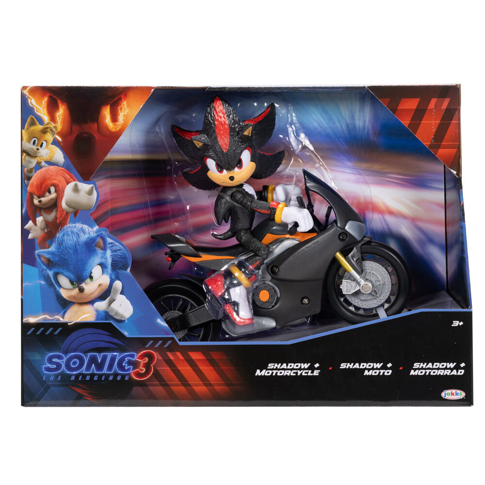 sonic 3 the hedgehog figurka shadow + czarny motocykl zestaw ruchome ...