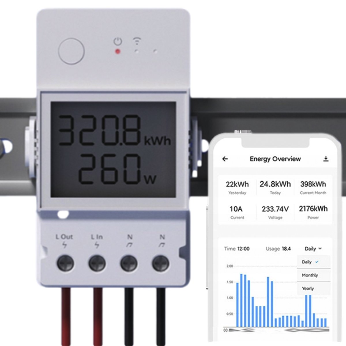 Sonoff POWR320D POW Elite przekaźnik Wifi z funkcją pomiaru zużycia ...