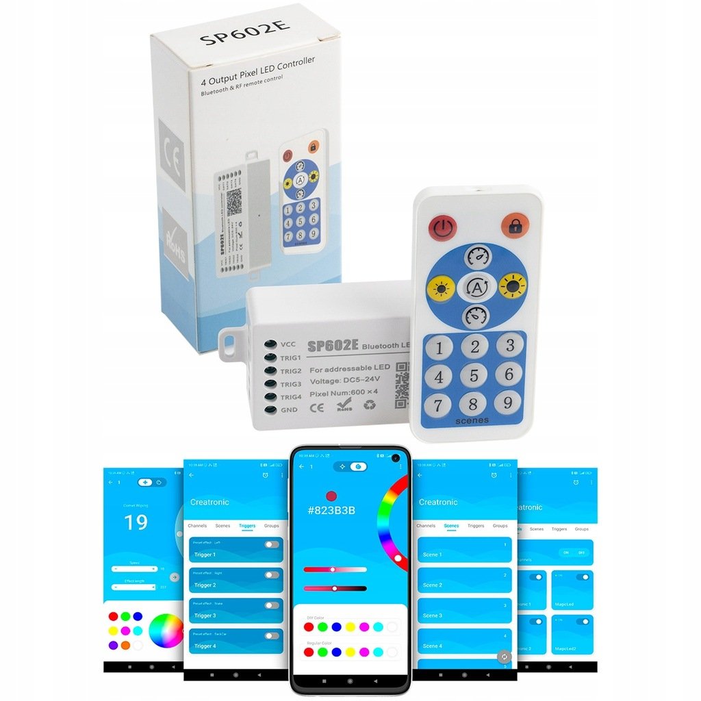 Sp602E 4 Ch Led Kontroler Muzyczny Led Wbudowany Mikrofon Z Pilotem ...