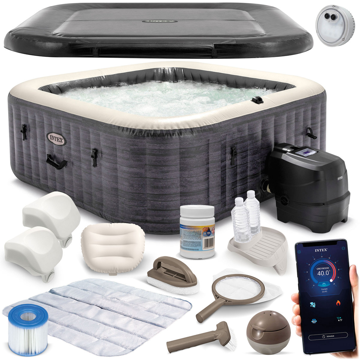 SPA dmuchane basen Intex 6os. Hydromasaż 28452NP LED aplikacja model ...