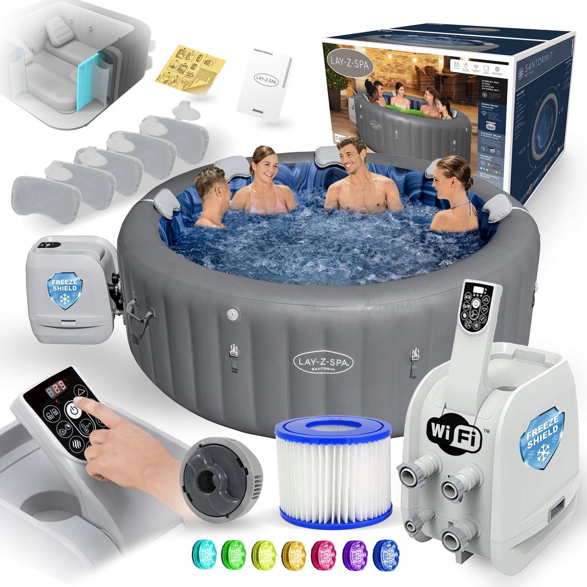 Spa Ogrodowe Bestway Santorini Hydrojet Pro 7 Osób Wi-Fi Led - Inna ...