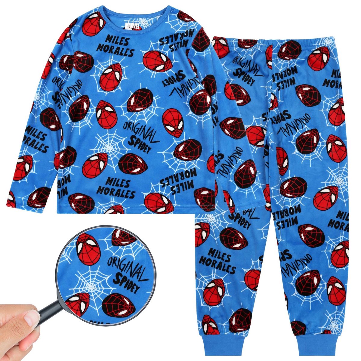 Spider-Man Marvel Niebieska polarowa piżama chłopięca, ciepła, długi rękaw 2-3 lata 98cm ...