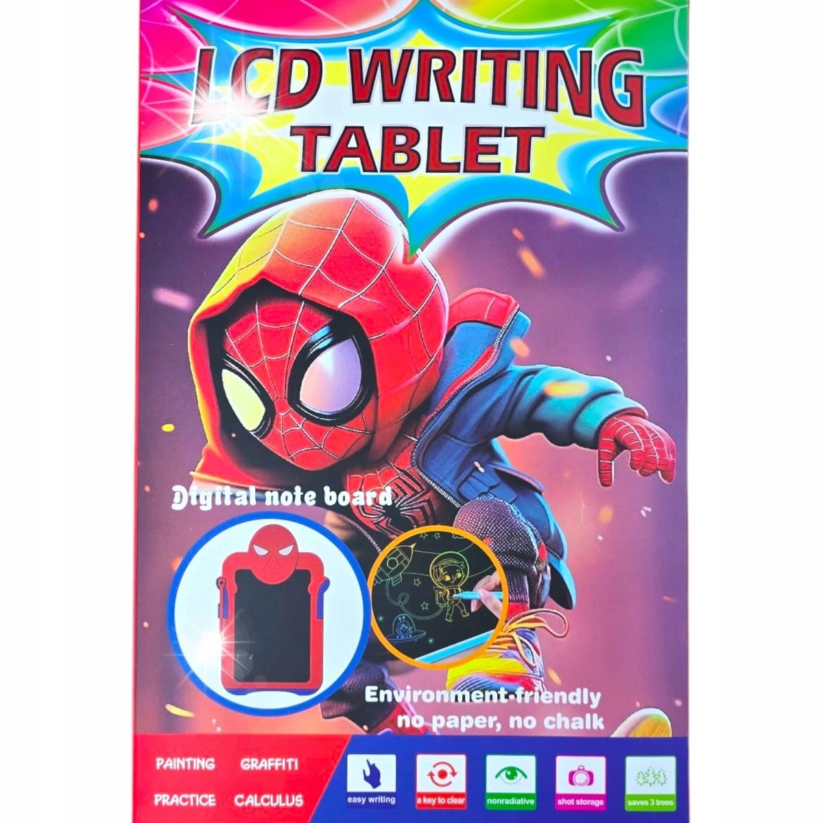 SPIDERMAN TABLET DLA DZIECI DO RYSOWANIA 8'' TABLICA EDUKACYJNA LCD ...