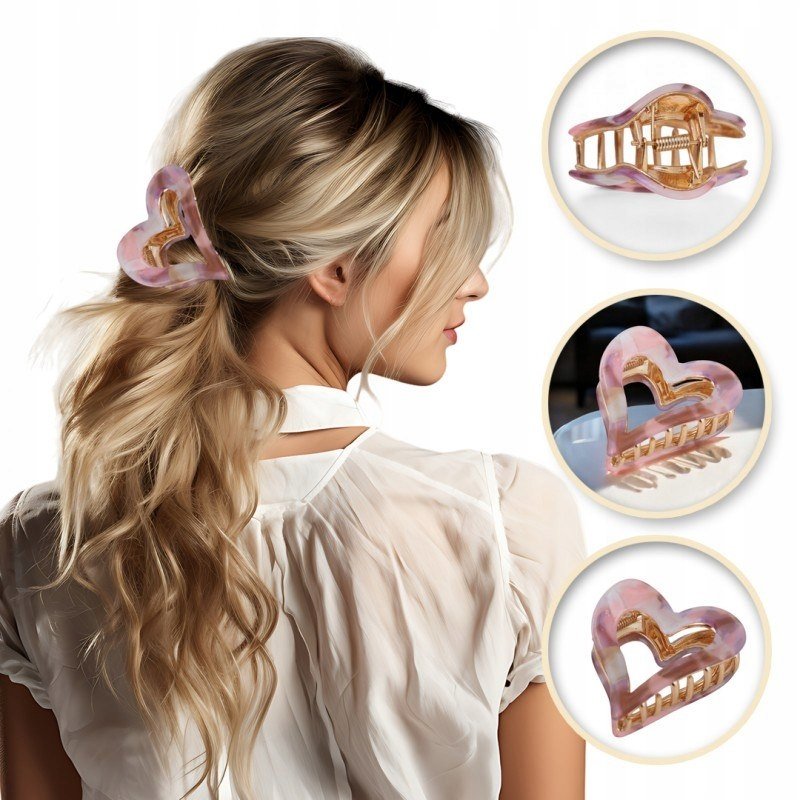 Spinka do włosów, klamra metalowa SERCE panterka kremowa 6cm SP341K ...