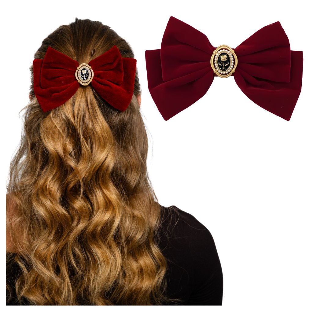 Spinka do Włosów z Dużą Czerwoną Kokardą Świąteczna Aksamitna Efektowna ...
