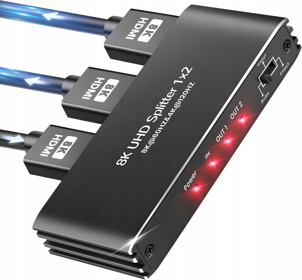 SPLITTER HDMI 2.1 1x2 ROZDZIELACZ ULTRAHD HDCP 2.3 8K60HZ 4K 120HZ - 2 ...