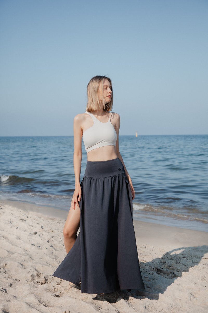 Spódnica do jogi z rozporkami po bokach FLOWCUT - graphite grey s ...