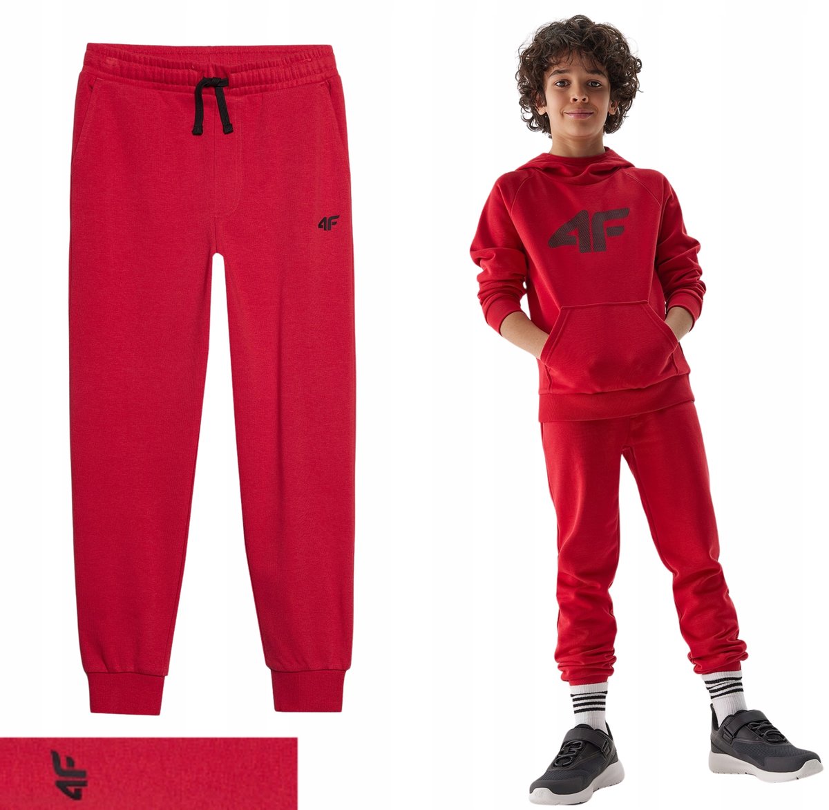 Spodnie bawełniane joggery chłopięce 4F Junior 4FJWSS24TTROM591-62S Czerwony - 4F | Sklep EMPIK.COM