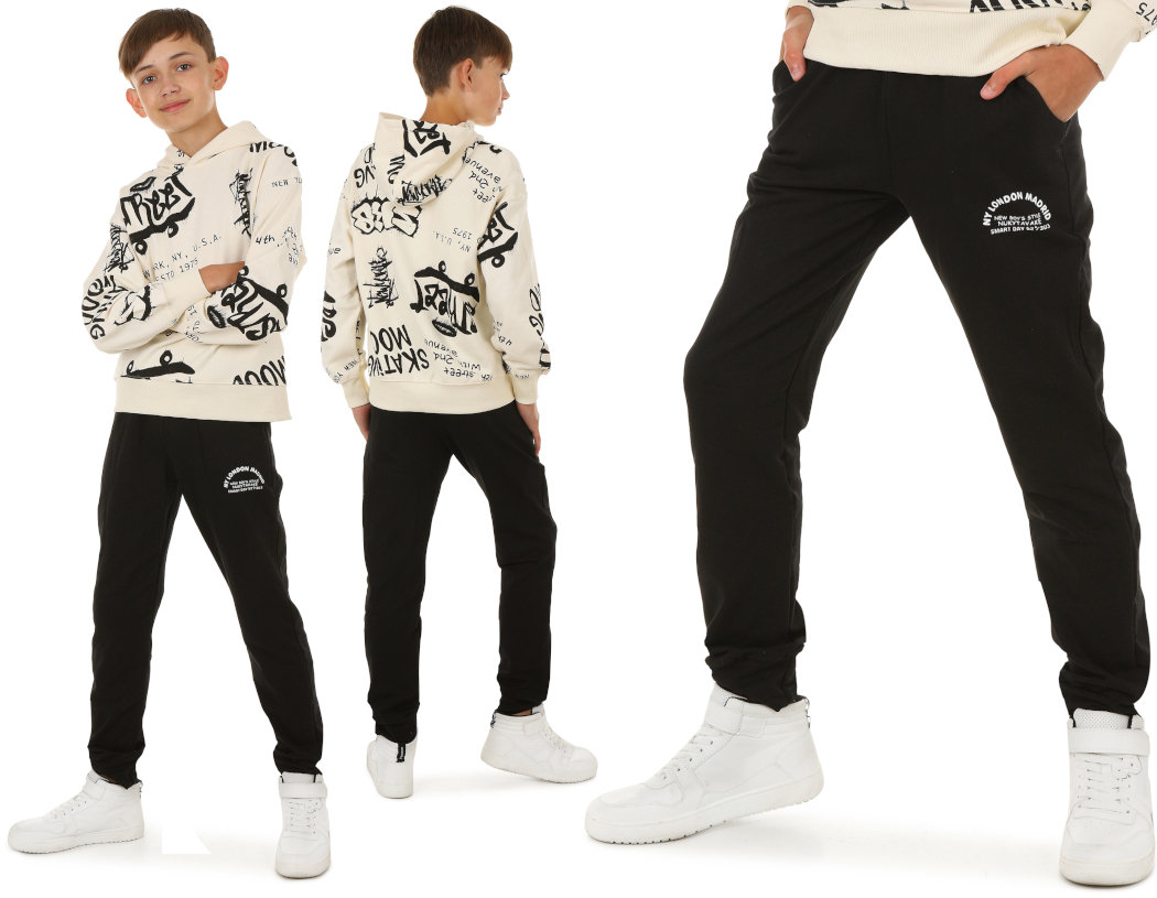 Spodnie dresowe, NADRUK, produkt polski - 122 CZARNY / KROPEK - Inna ...