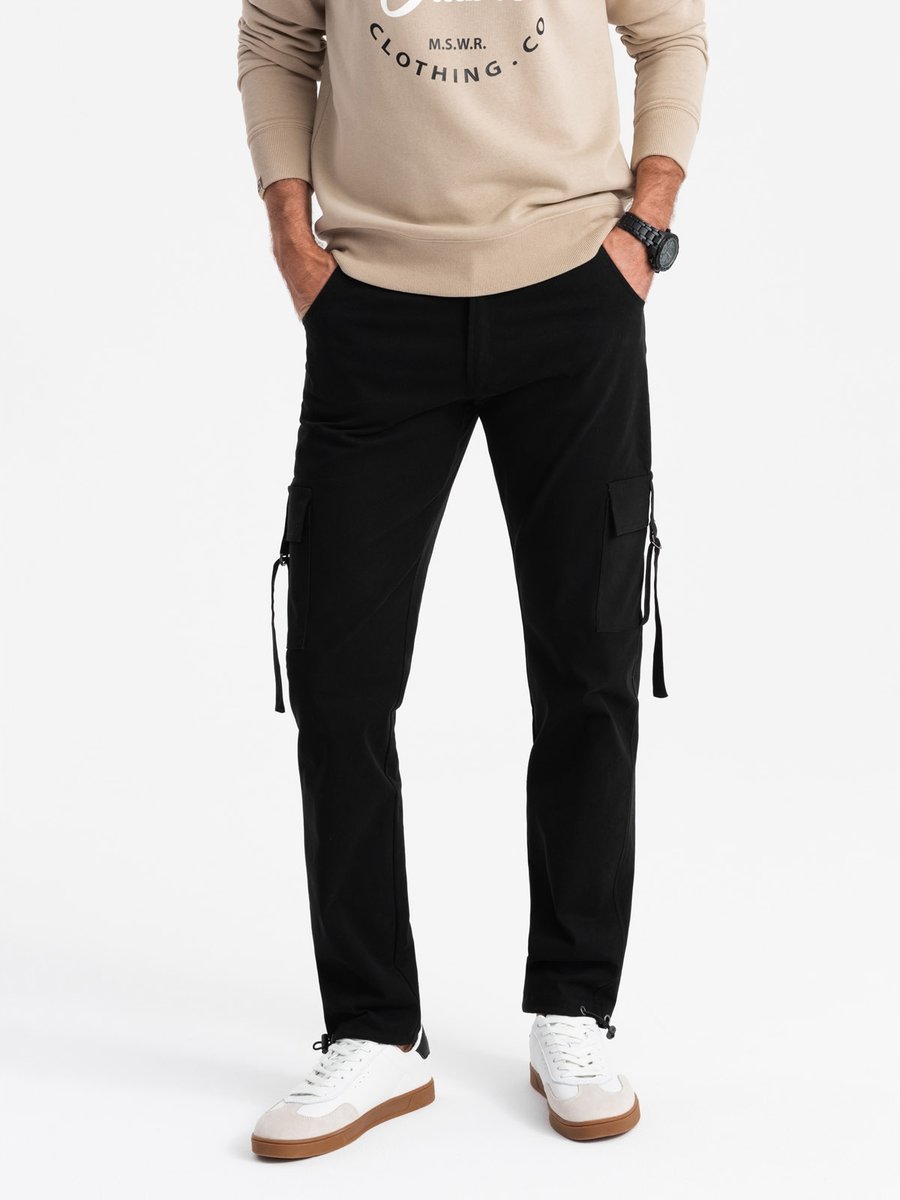 Spodnie męskie cargo STRAIGHT LEG czarne V4 OM-PACG-0197 XXL - Ombre ...
