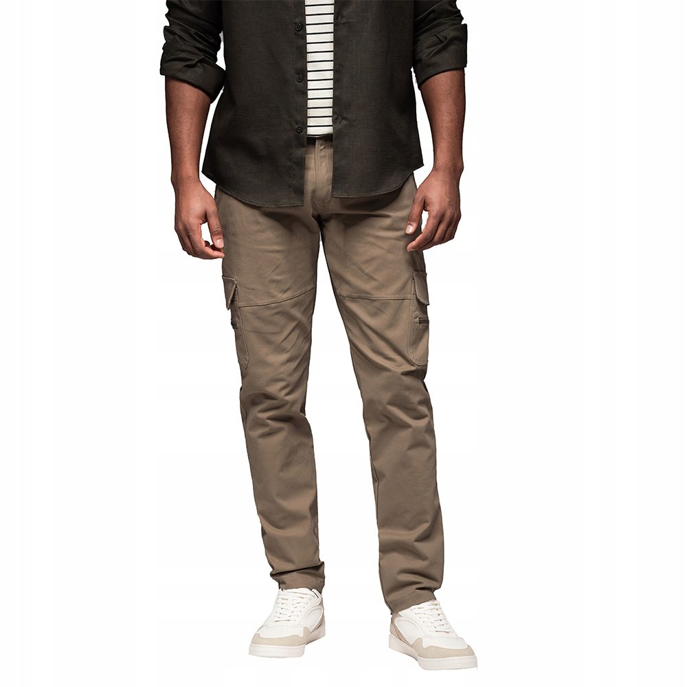 Spodnie męskie cargo STRAIGHT LEG khaki V3 OM-PACG-0204 XL - Ombre ...