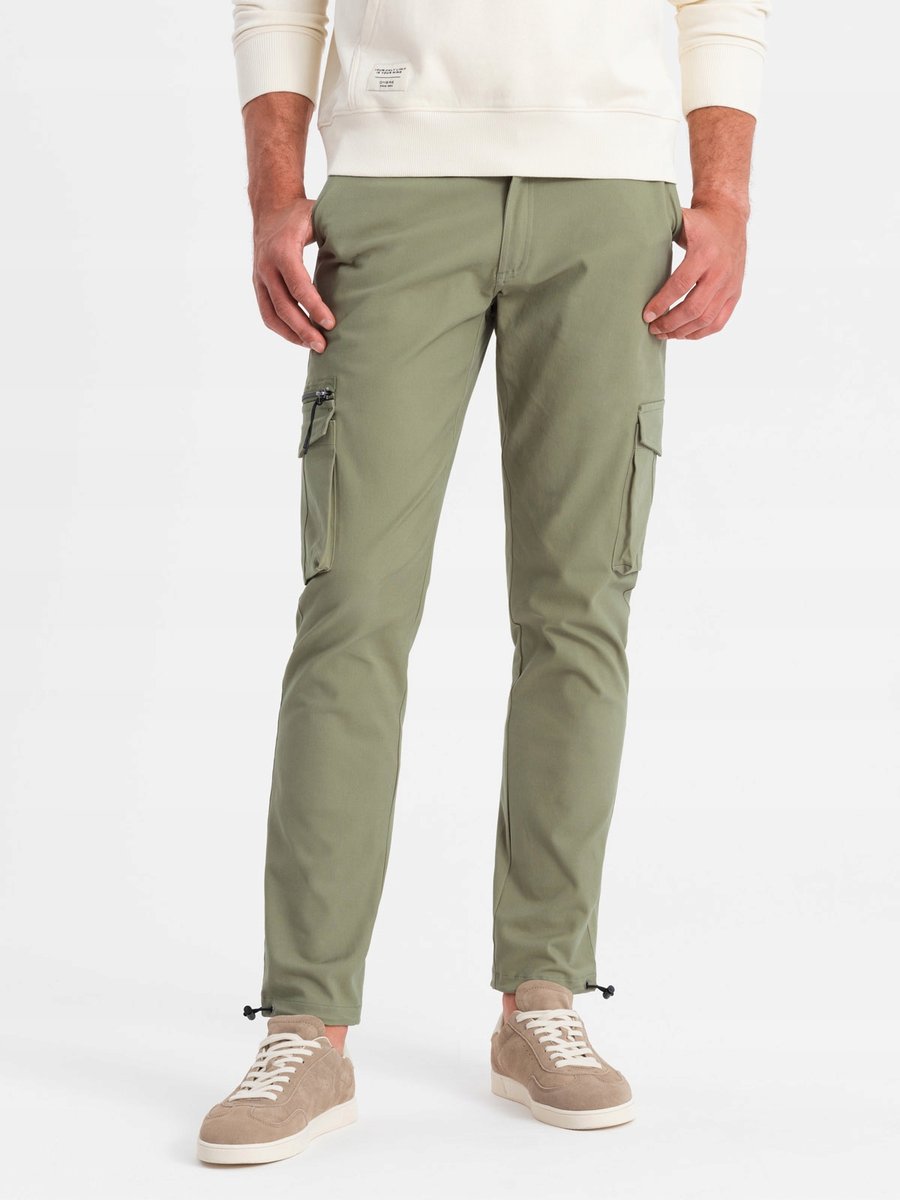 Spodnie męskie cargo STRAIGHT LEG oliwkowe V2 OM-PACG-0196 XXL - Ombre ...