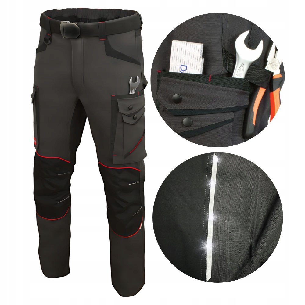 Spodnie robocze męskie ochronne Elastyczne Przewiewne Rozciągliwe BHP r ...