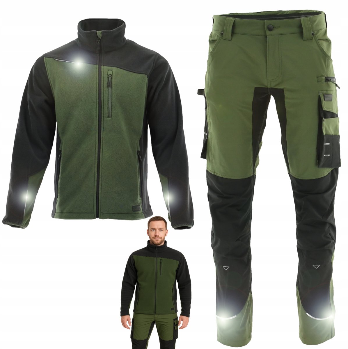 Spodnie robocze + Polar męskie UBRANIE robocze STRETCH ELASTYCZNE BHP r ...