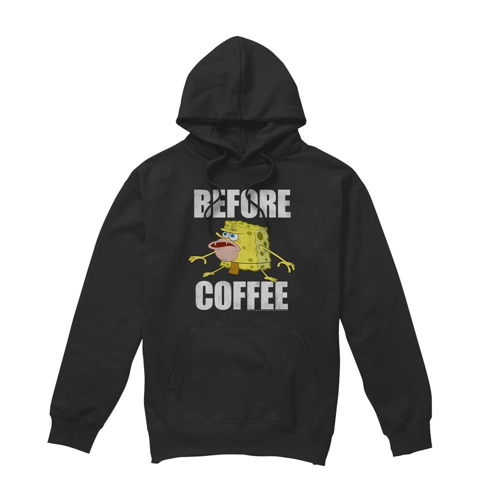 SpongeBob SquarePants Bluza Z Kapturem Męska Before Coffee Meme (XXL (193cm) / Czarny ...