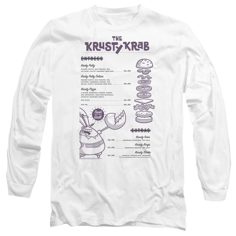 SpongeBob SquarePants T-Shirt Unisex Dla Dorosłych Krusty Krab Menu (M / Ciepły Biały ...