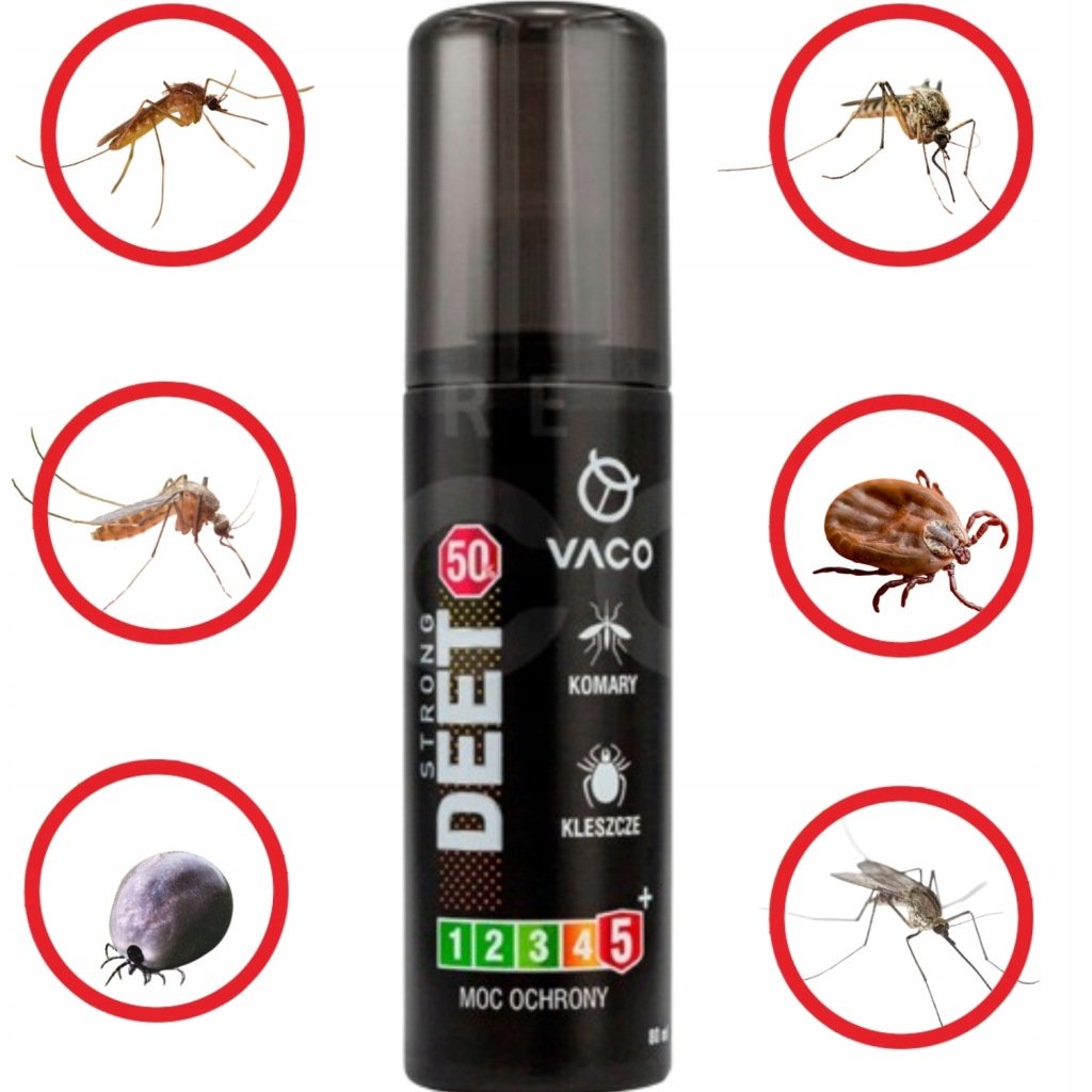 SPRAY NA KOMARY KLESZCZE MESZKI ODSTRASZACZ VACO 80ML STRONG DEET 50% ...