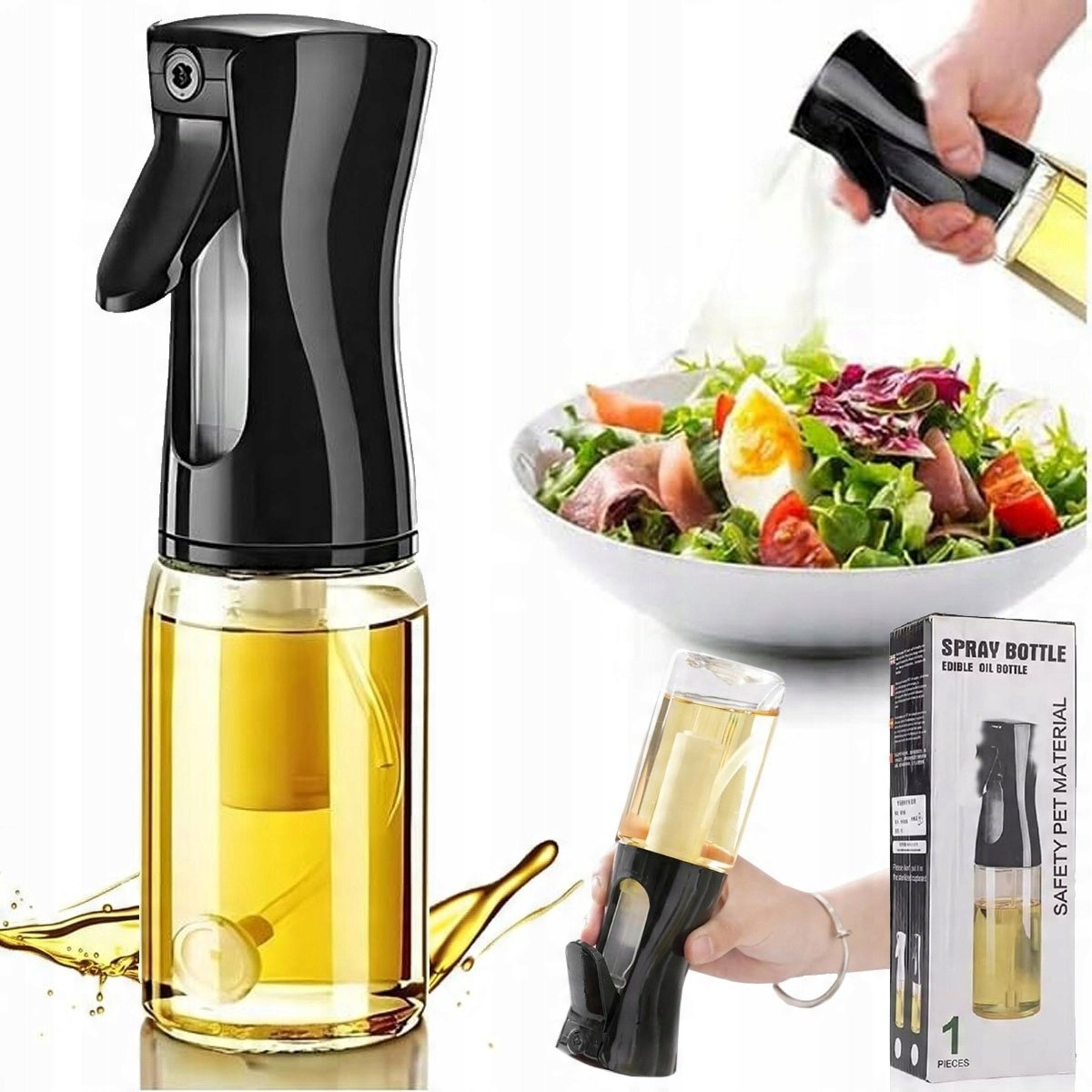 Spryskiwacz dozownik do oleju octu oliwy 200ml szklany butelka w sprayu ...