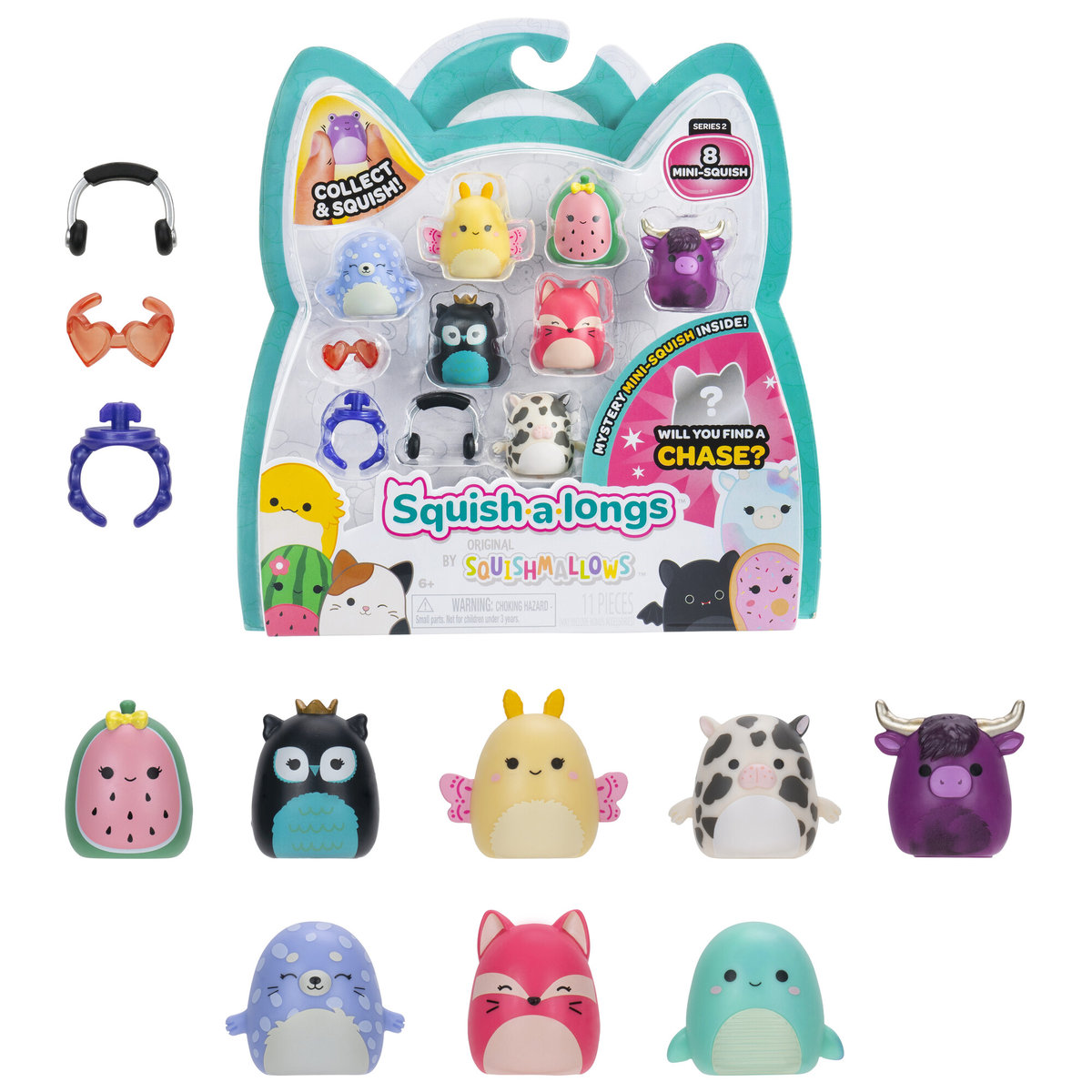 SQUISHMALLOWS Zestaw Figurek SQUISH A LONGS Figurka Niespodzianka 8pak ...