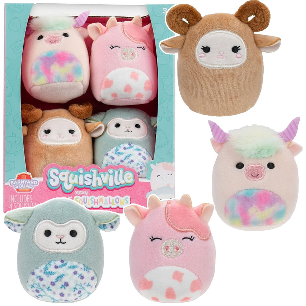 SQUISHVILLE 4 MASKOTKI SQUISHMALLOWS ZESTAW BARNYARD SQUAD PLUSZAKI ...