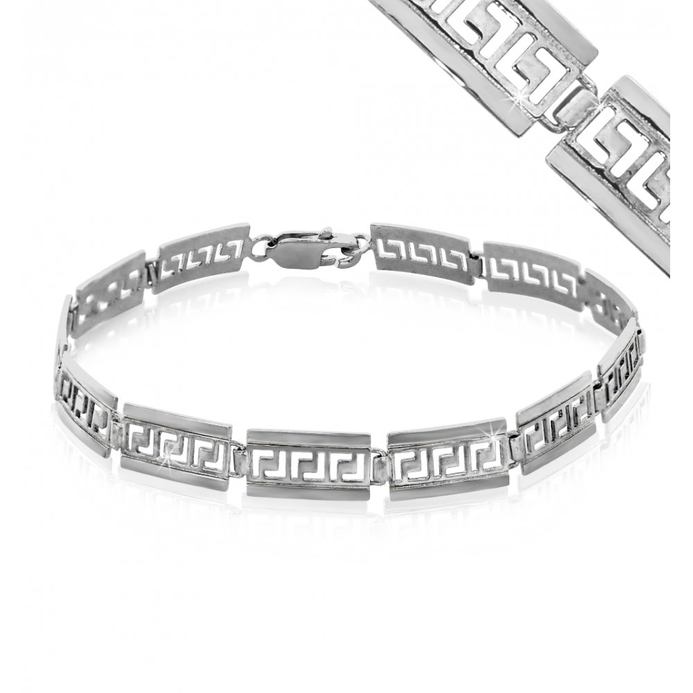 SREBRNA BRANSOLETKA WZÓR GRECKI SREBRO PRÓBY 925 - AngelGold | Moda ...