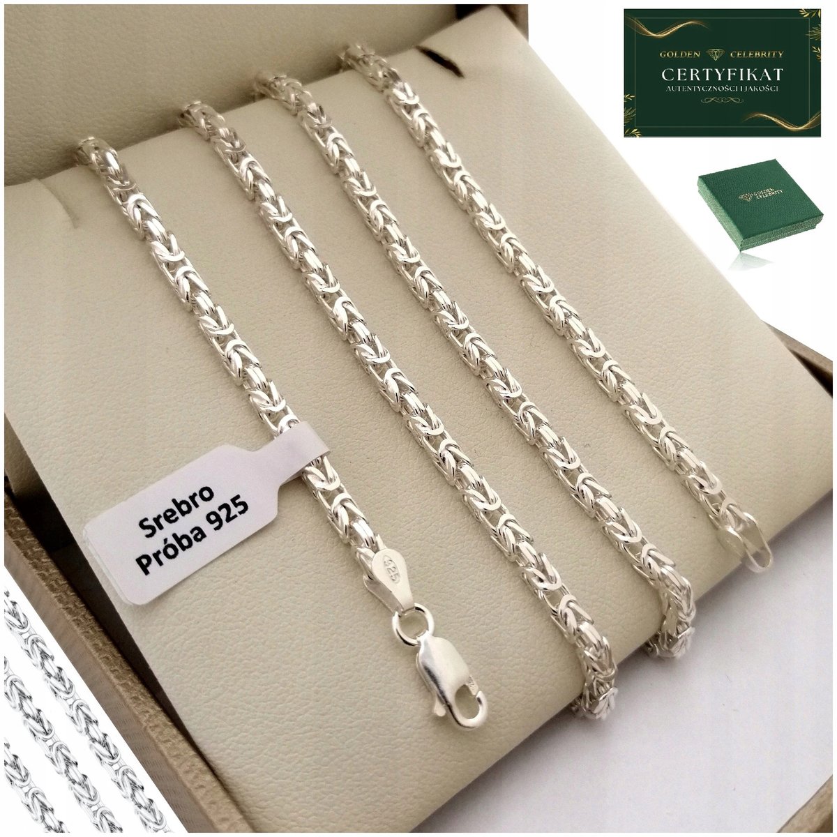 Srebrny Łańcuszek Męski Splot Królewski 50 Cm Srebro 925 + Darmowe ...