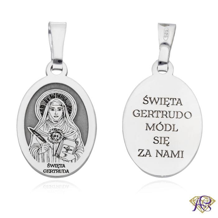 Srebrny medalik Ag 925 rodowany Św. Gertruda MDC095R - Inna marka ...