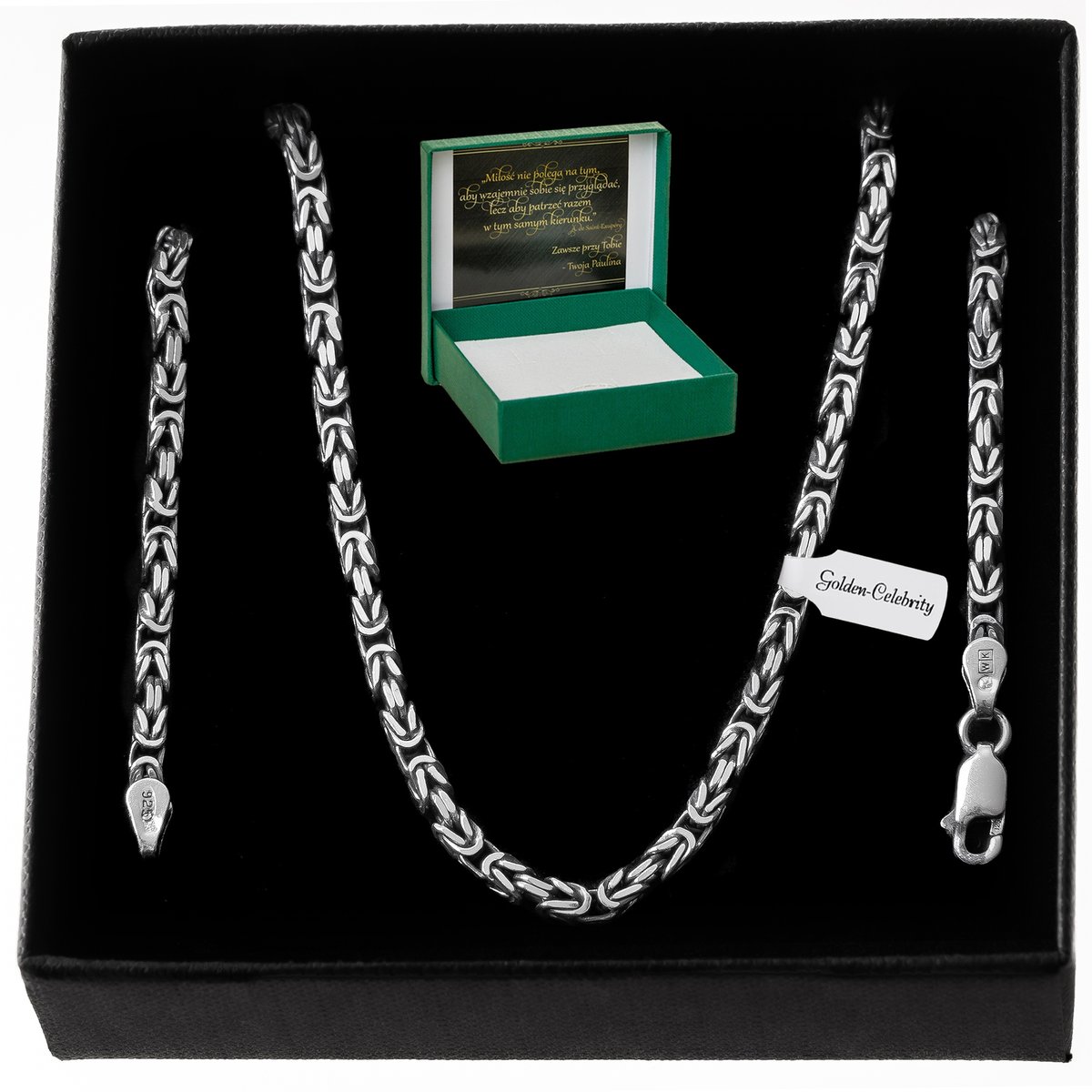 Srebrny Męski Łańcuszek Splot Królewski Oksydowany 2,5 Mm Srebro Próba ...