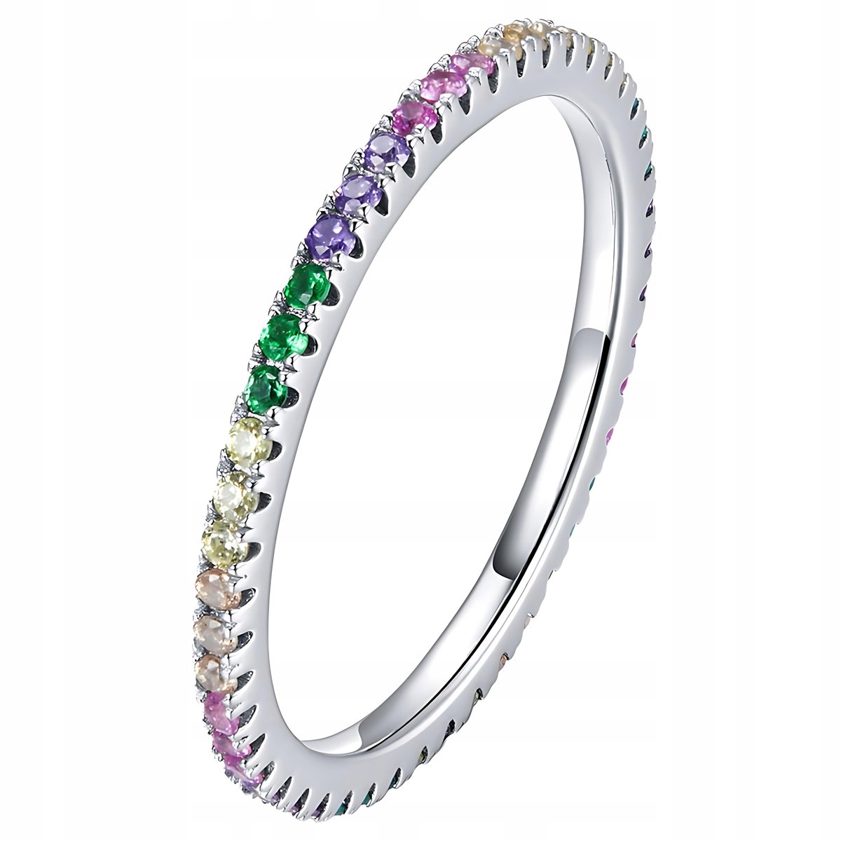 Srebrny PIERŚCIONEK kolorowe cyrkonie S925 roz. 12 kryształki srebro - ZeSrebra | Moda Sklep ...