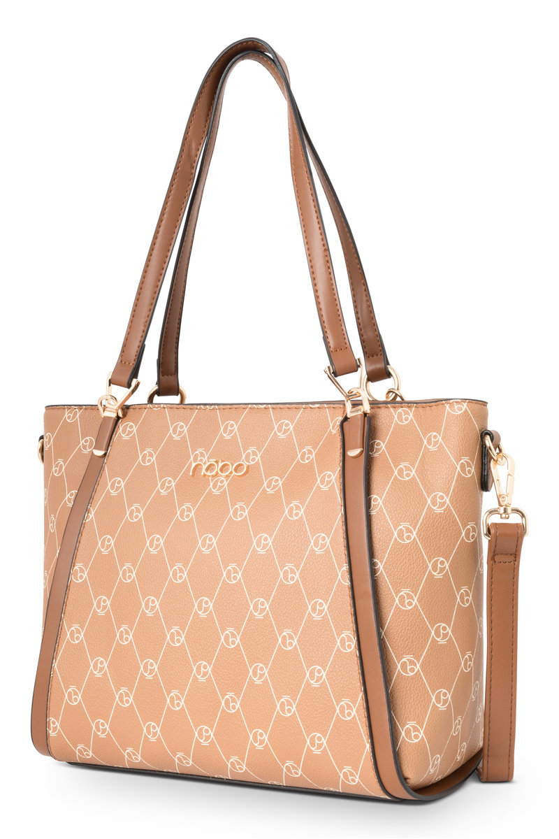 Średnia shopperka Nobo z monogramem beżowa - Nobo | Moda Sklep EMPIK.COM