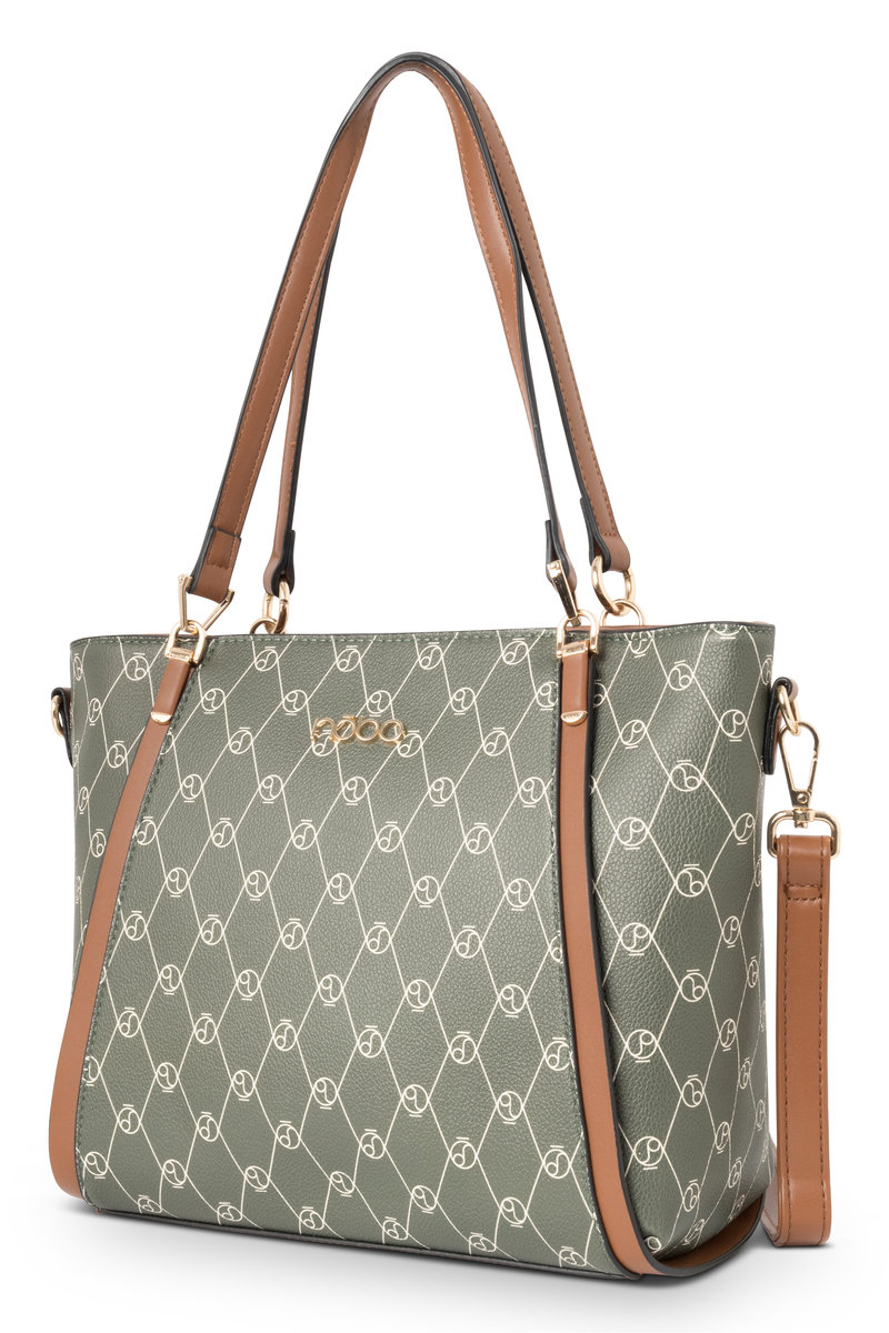 Średnia shopperka Nobo z monogramem zielona - Nobo | Moda Sklep EMPIK.COM