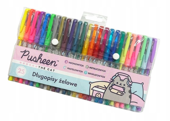 ST. MAJEWSKI Kolorowe długopisy żelowe PUSHEEN THE CAT zestaw 25 ...