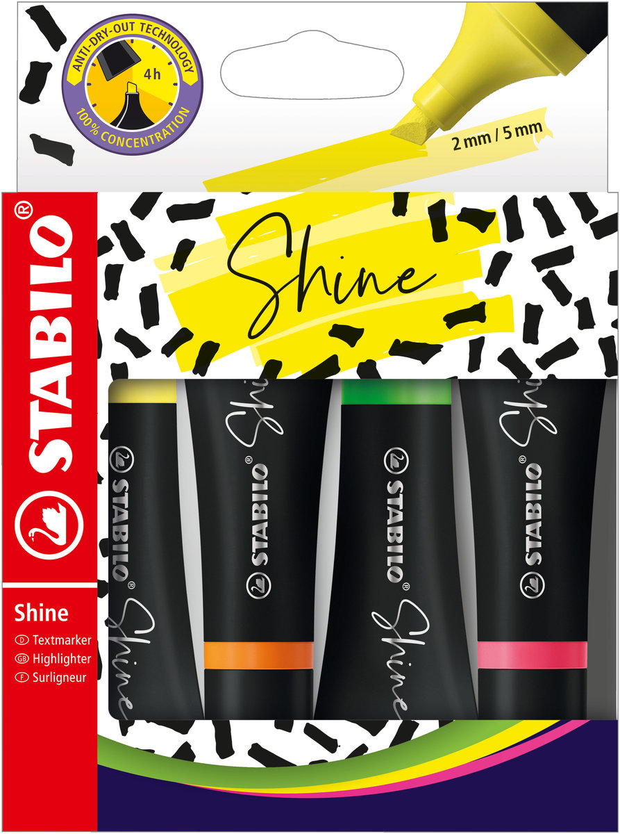 Stabilo, Zakreślacz Shine etui 4 kolory STABILO - Stabilo | Sklep EMPIK.COM