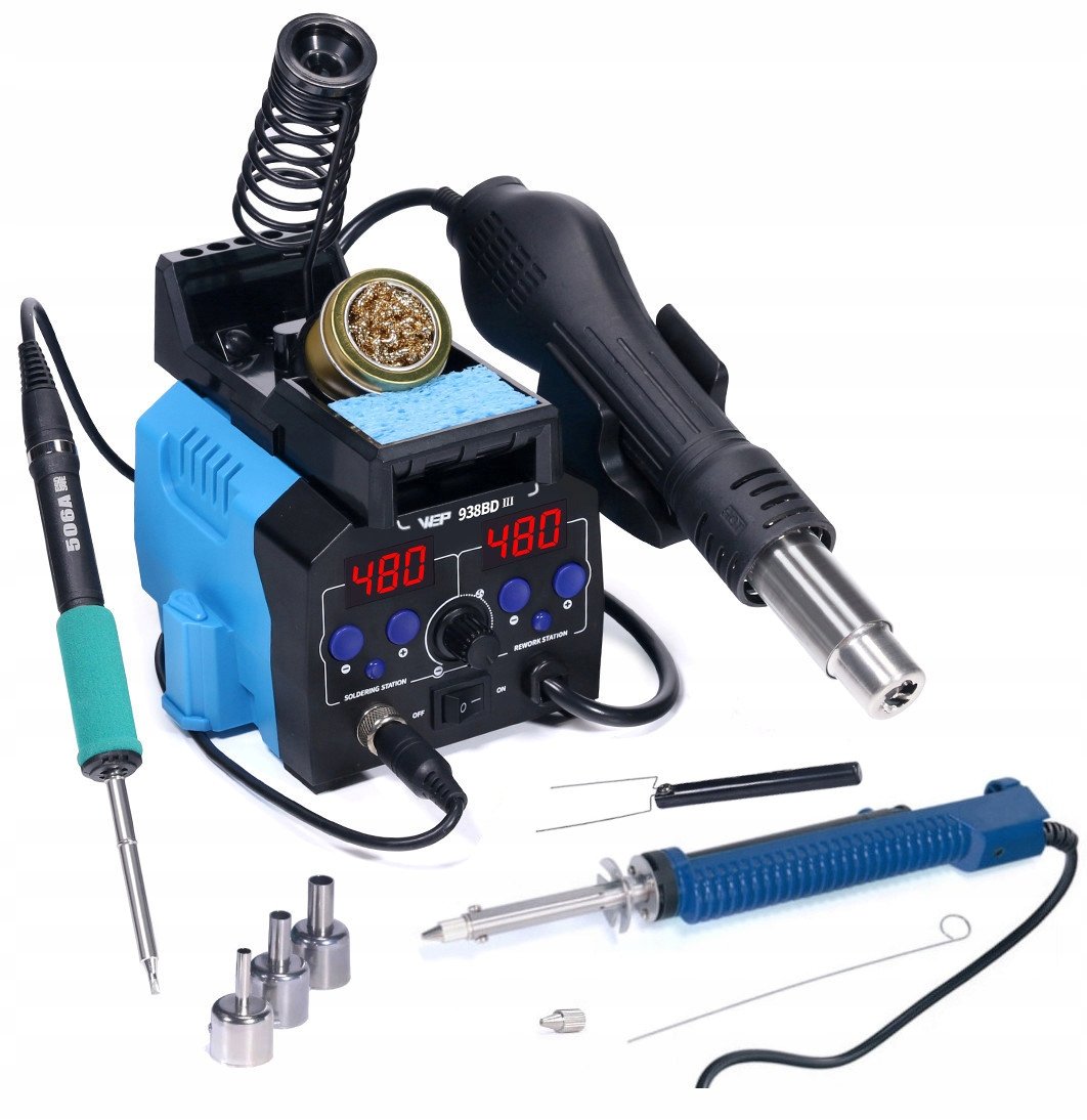 Stacja lutownicza HOTAIR BGA WEP 938BD-III GROT T12 +Odsysacz ...