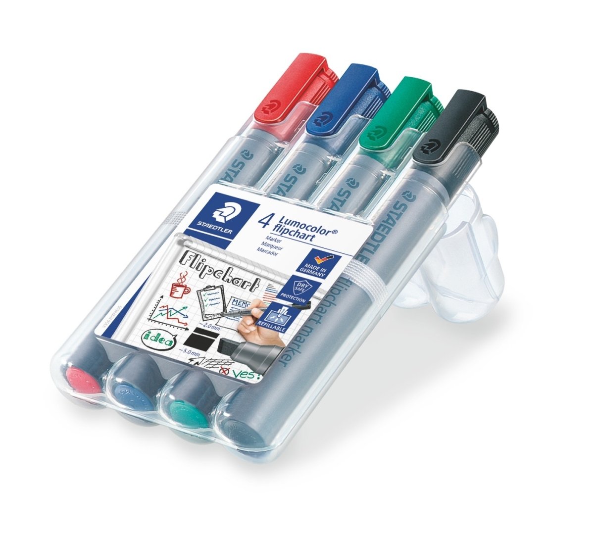 Staedtler, Marker do tablic flipchart Lumocolor, ścięty, 4 kolory, w ...