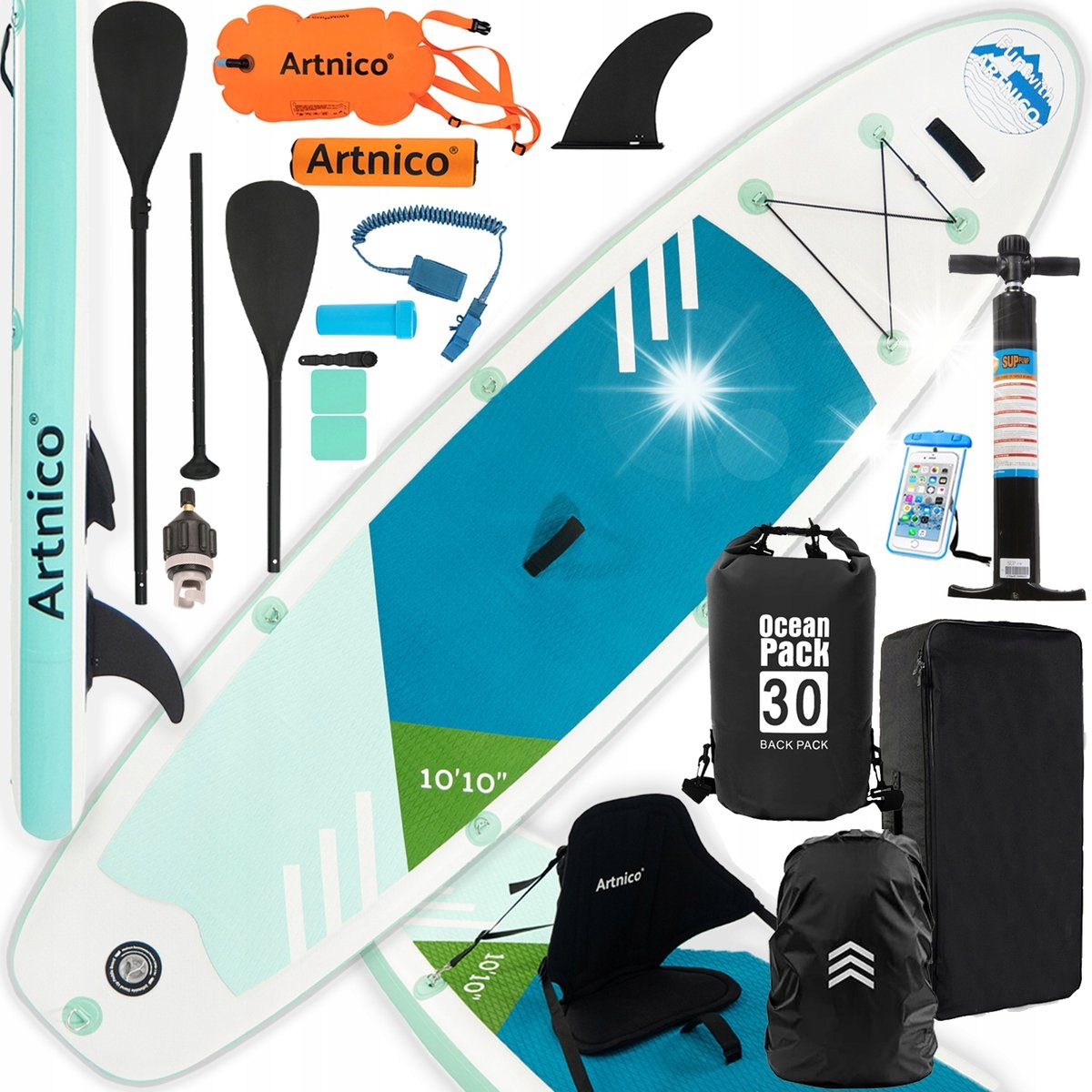 STAND DESKA SUP Pompowana do pływania 330cm Full ZESTAW Wiosła + Pompka ...